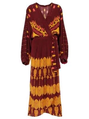 Johanna Ortiz Printed Silk Wrap Dress - Brown