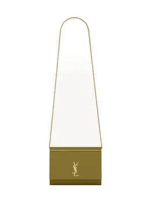 Saint Laurent Vicky Minaudière In Plexiglas With Chain Strap - Khaki