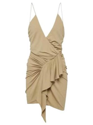Alexandre Vauthier Draped Ruffled Wrap Dress - Nude