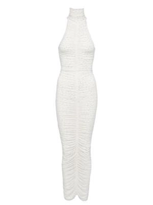 Alex Perry Crystal-embellished Ruched Maxi Dress - White