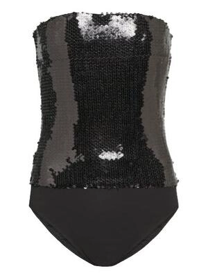 Alexandre Vauthier Sequin Embellished Strapless Bodysuit - Black