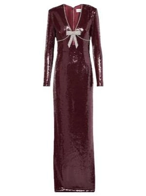 Rebecca Vallance Sequined V-neck Gown - Brown