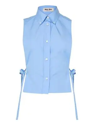 Miu Miu Logo Sleeveless Shirt - Blue