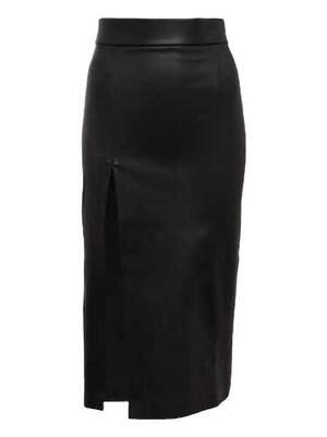 Stouls Lea Leather Midi Skirt - Black
