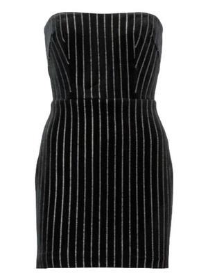 Alex Perry Embellished Strapless Striped Minidress - Black
