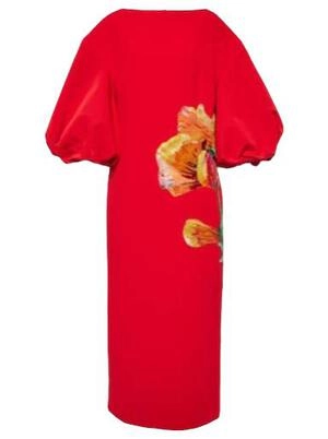 SAFIYAA LONDON Amira Embroidered Floral Midi Dress - Red