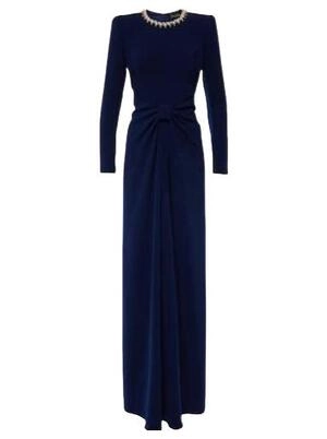 Jenny Packham Embellished Crepe Gown - Black