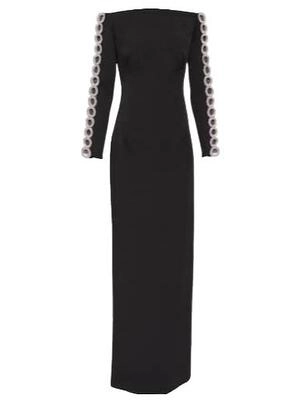 SAFIYAA LONDON Maimie Crystal-embellished Crepe Gown - Black