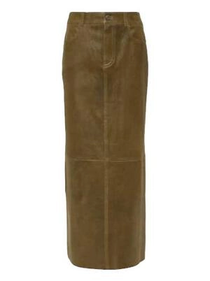 Stouls Beth Leather Midi Skirt - Brown