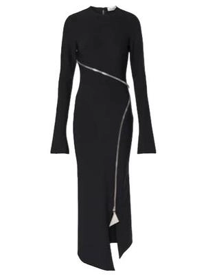 Attico Zip-up Jersey Midi Dress - Black