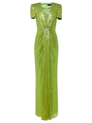 Jenny Packham Momoka Sequined Tulle Gown - Green
