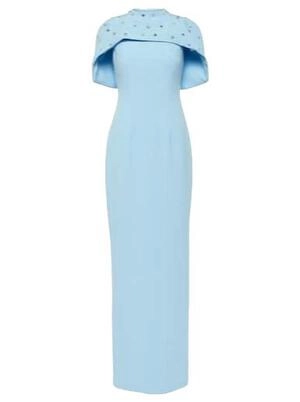 SAFIYAA LONDON Embellished Cape Gown - Blue
