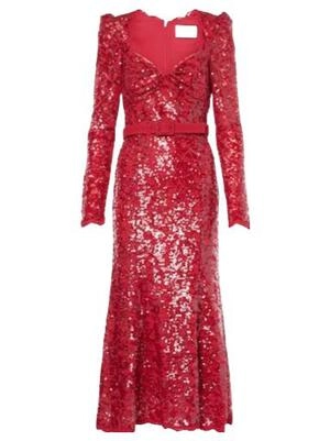 Rebecca Vallance Sequined Midi Dress - Red