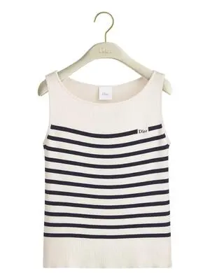 Dior Marinière Sleeveless Sweater - White