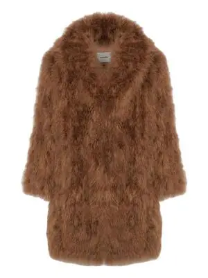 YVES SALOMON Feather Detailing Long Sleeve Coat - Beige