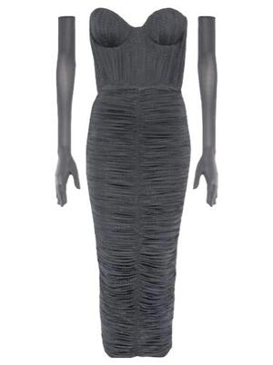 Alex Perry Crystal-embellished Ruched Jersey Midi Dress - Black
