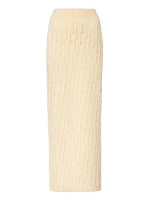 Galvan Embellished Jersey Maxi Skirt - Nude