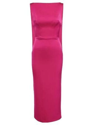 Alex Perry Sleeveless Draped Satin Crepe Midi Dress - Pink