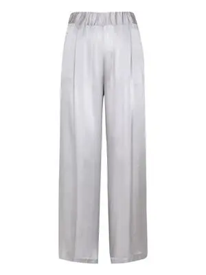 SEMICOUTURE Elastic Waist Wide Leg Trousers - Gray