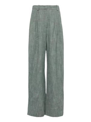 Co Name' Wide-leg Tailored Trousers - Gray