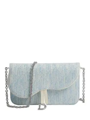 Dior Medium Saddle Pouch With Chain - Sky-blue