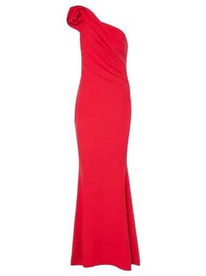 SAFIYAA LONDON One-shoulder Crepe Gown - Red