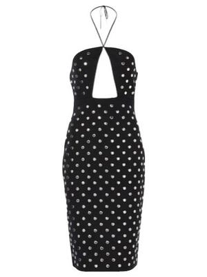Stella McCartney Studded Cutout Halterneck Midi Dress - Black