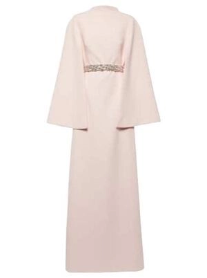 SAFIYAA LONDON Harper Embellished Caped Gown - Nude