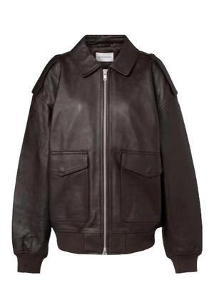 THE FRANKIE SHOP Viper Leather Bomber Jacket - Brown