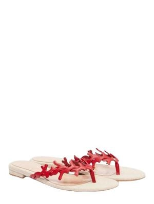 GIANVITO ROSSI Canvas And Leather Thong Sandals - Red