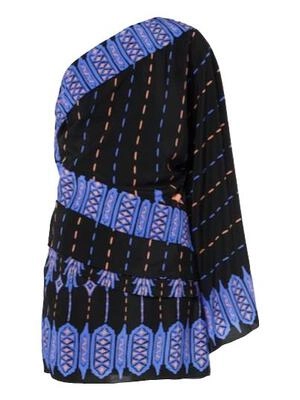 Johanna Ortiz Printed One-shoulder Silk Minidress - Black