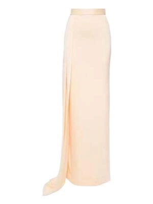 Alex Perry Draped Satin Maxi Skirt - Nude