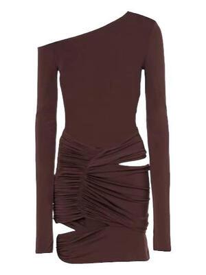 NENSI DOJAKA Asymmetrical Cut-out Mini Dress - Red