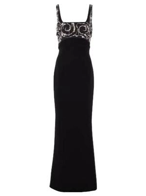 SAFIYAA LONDON Ezda Embellished Crepe Gown - Black