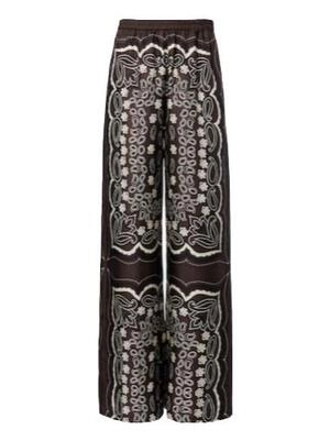 NILI LOTAN Morgan Printed Silk Twill Wide-leg Pants - Black