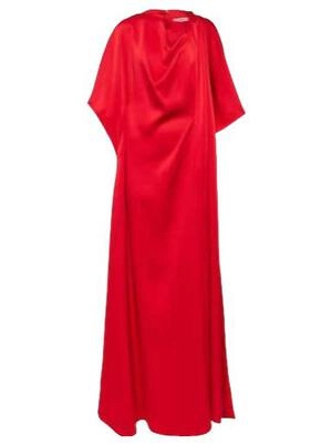 SAFIYAA LONDON Draped Satin Gown - Red