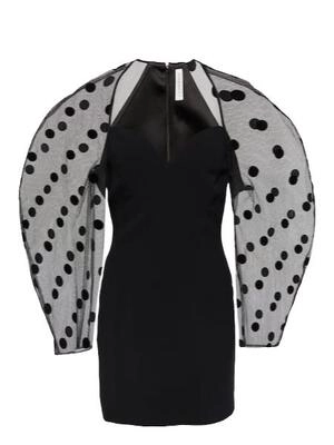 Nina Ricci Tulle Minidress With Polka Dot Sleeves - Black