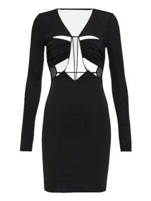 NENSI DOJAKA Cutout Jersey Minidress - Black
