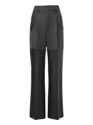Victoria Beckham Paneled Wide-leg Wool Trousers - Black