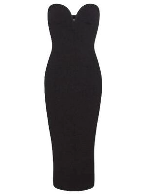 Galvan Thalia Sweetheart Neckline Bustier Midi Dress - Black