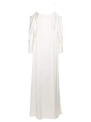 Galvan Valencia Silk Satin Gown - White