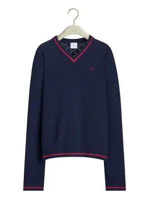 Dior V-neck Sweater With Striped Cuffs - Black
