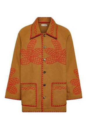 BODE Embroidered Cotton Coat - Brown