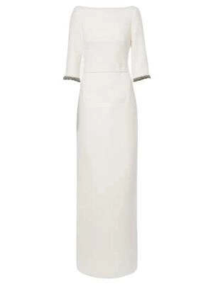 SAFIYAA LONDON Amaris Embellished Crêpe Gown - White