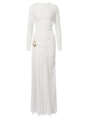 Christopher Esber Stone Pin Draped Gown - White