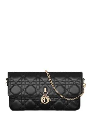 Dior Cannage Quilted Pouch With Chain - Black