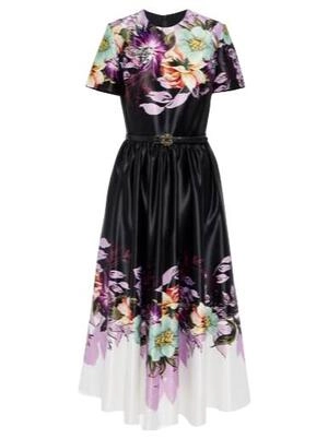 Elie Saab Floral Print Midi Dress - Black