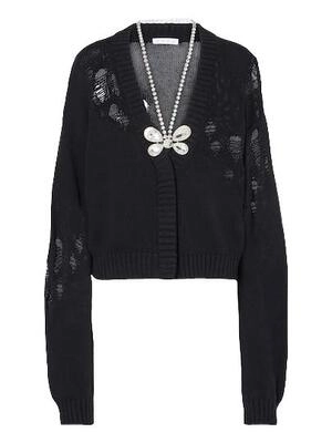 AREA Embellished Cardigan - Black