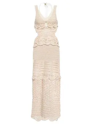 Simkhai Crocheted Knit Maxi Dress With Cutout And Open Back - Nude