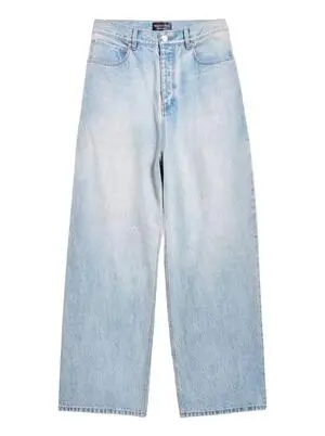 Balenciaga Logo Patch Baggy Jeans - Blue